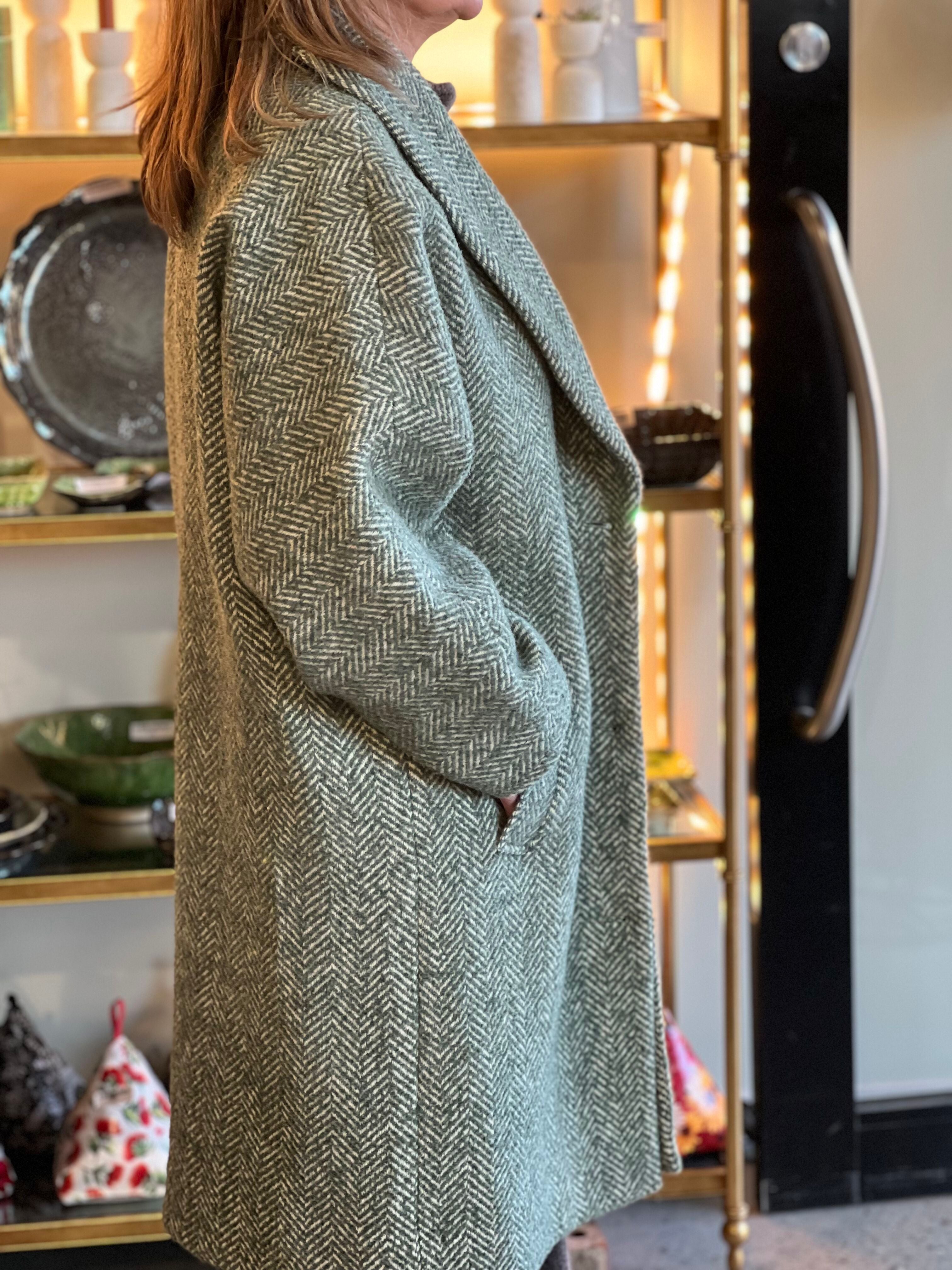 Mos Mosh Adelaide Herringbone Wool Coat - Green – The Junction Cardrona
